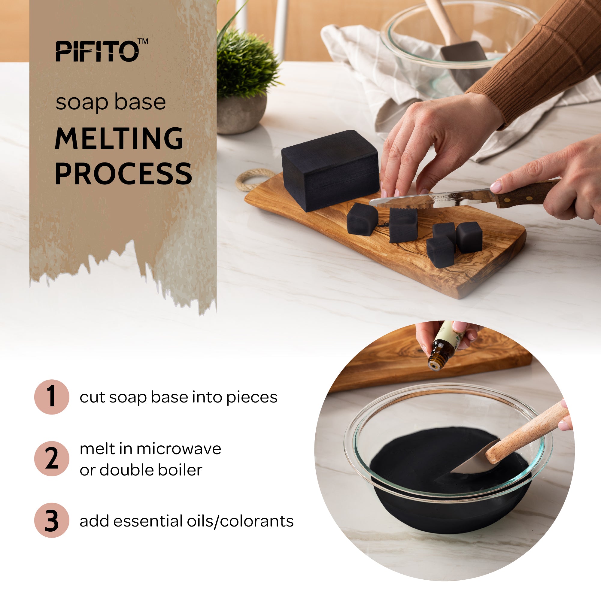 Pifito Charcoal Melt And Pour Soap Base Premium 100 Natural